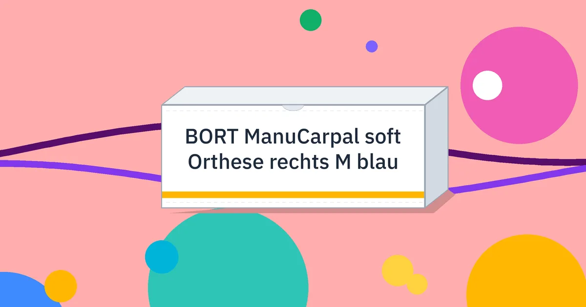 Symbolbild: Packung mit der Aufschrift BORT ManuCarpal soft Orthese rechts M blau (PZN 08521974) – Verfügbarkeit und Bezug in Apotheken in Frankfurt am Main
