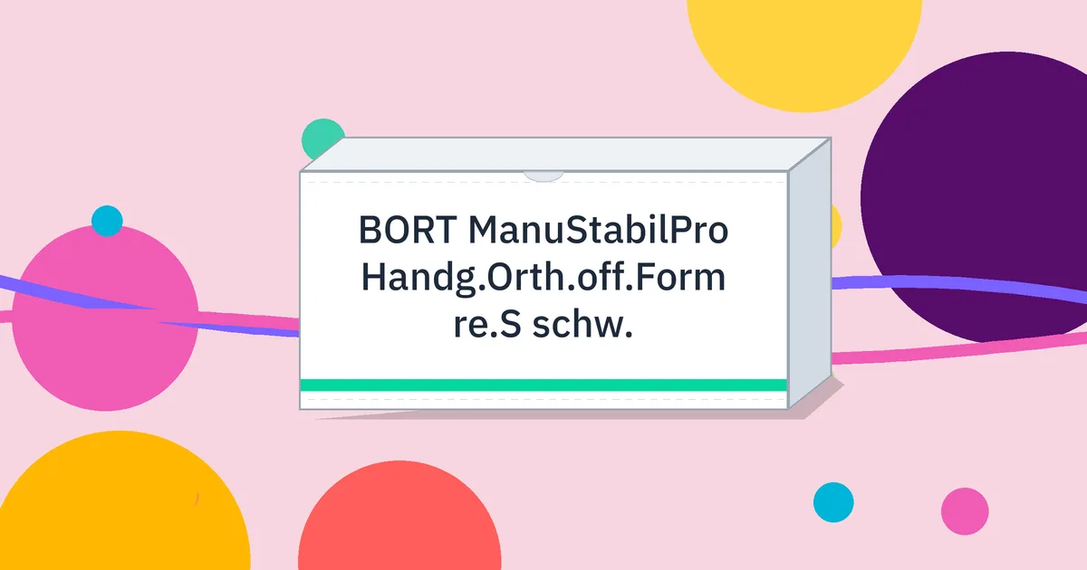 Symbolbild: Packung mit der Aufschrift BORT ManuStabilPro Handg.Orth.off.Form re.S schw. (PZN 11583588) – Verfügbarkeit und Bezug in Apotheken in Frankfurt am Main