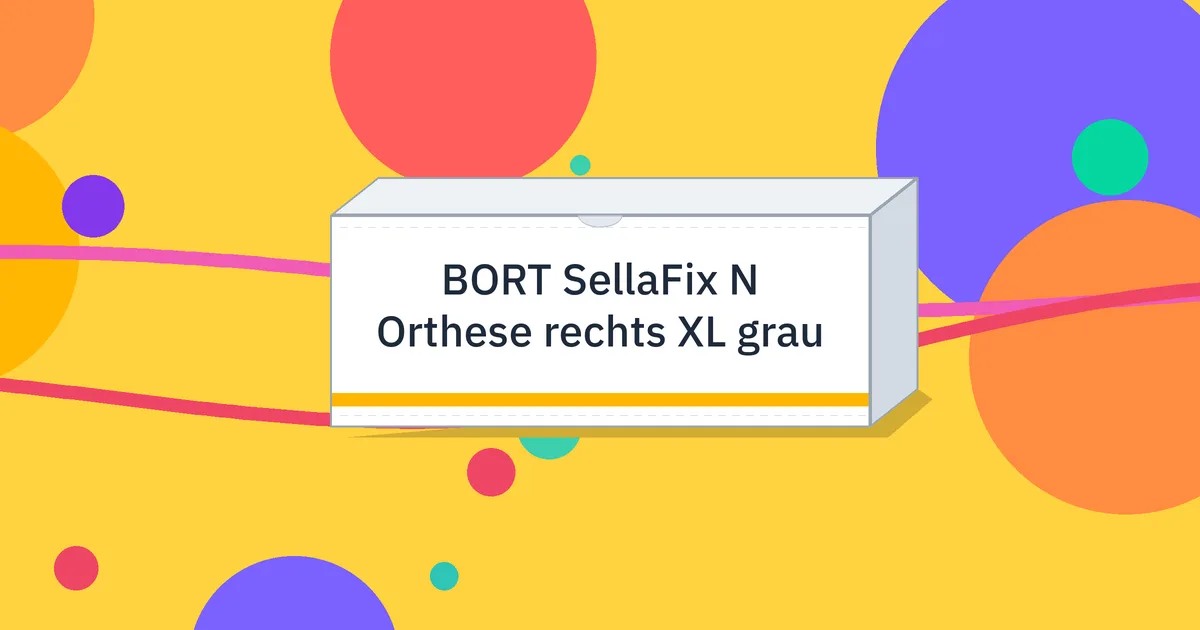 Symbolbild: Packung mit der Aufschrift BORT SellaFix N Orthese rechts XL grau (PZN 19644438) – Verfügbarkeit und Bezug in Apotheken in Frankfurt am Main