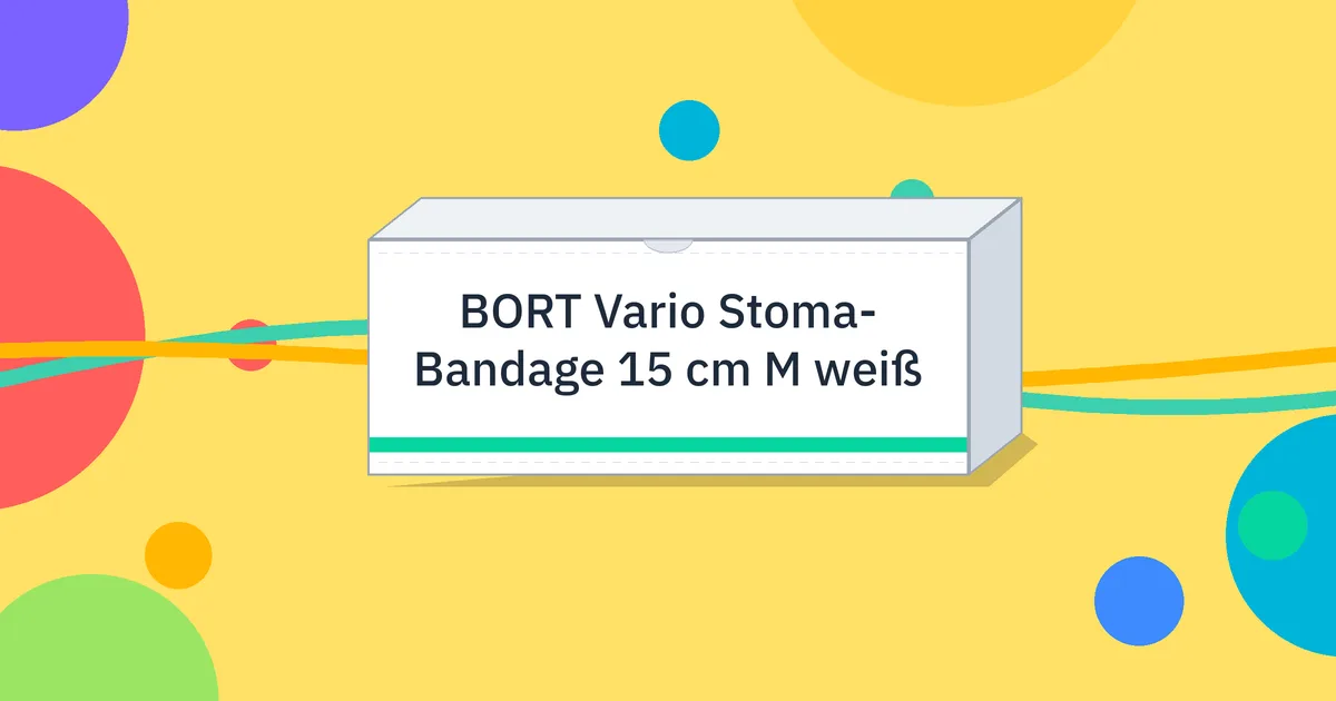 Symbolbild: Packung mit der Aufschrift BORT Vario Stoma-Bandage 15 cm M weiß (PZN 16318833) – Verfügbarkeit und Bezug in Apotheken in Frankfurt am Main