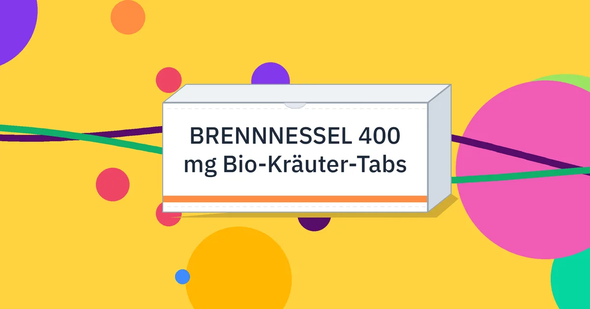 Symbolbild: Packung mit der Aufschrift BRENNNESSEL 400 mg Bio-Kräuter-Tabs (PZN 18094007) – Verfügbarkeit und Bezug in Apotheken in Frankfurt am Main