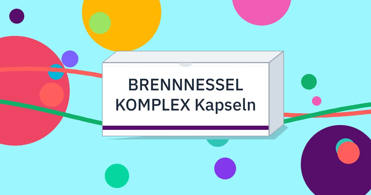 Symbolbild: Packung mit der Aufschrift BRENNNESSEL KOMPLEX Kapseln (PZN 18379307) – Verfügbarkeit und Bezug in Apotheken in Frankfurt am Main