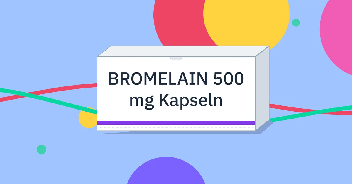 Symbolbild: Packung mit der Aufschrift BROMELAIN 500 mg Kapseln (PZN 07611451) – Verfügbarkeit und Bezug in Apotheken in Frankfurt am Main