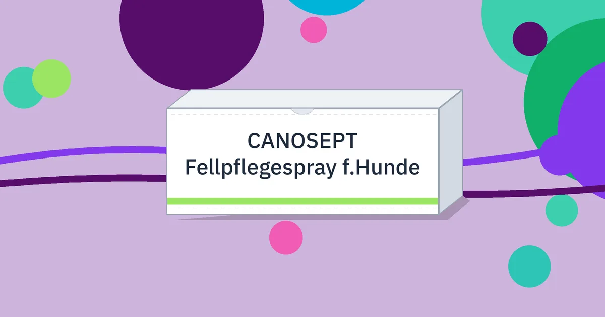 Symbolbild: Packung mit der Aufschrift CANOSEPT Fellpflegespray f.Hunde (PZN 11893975) – Verfügbarkeit und Bezug in Apotheken in Frankfurt am Main