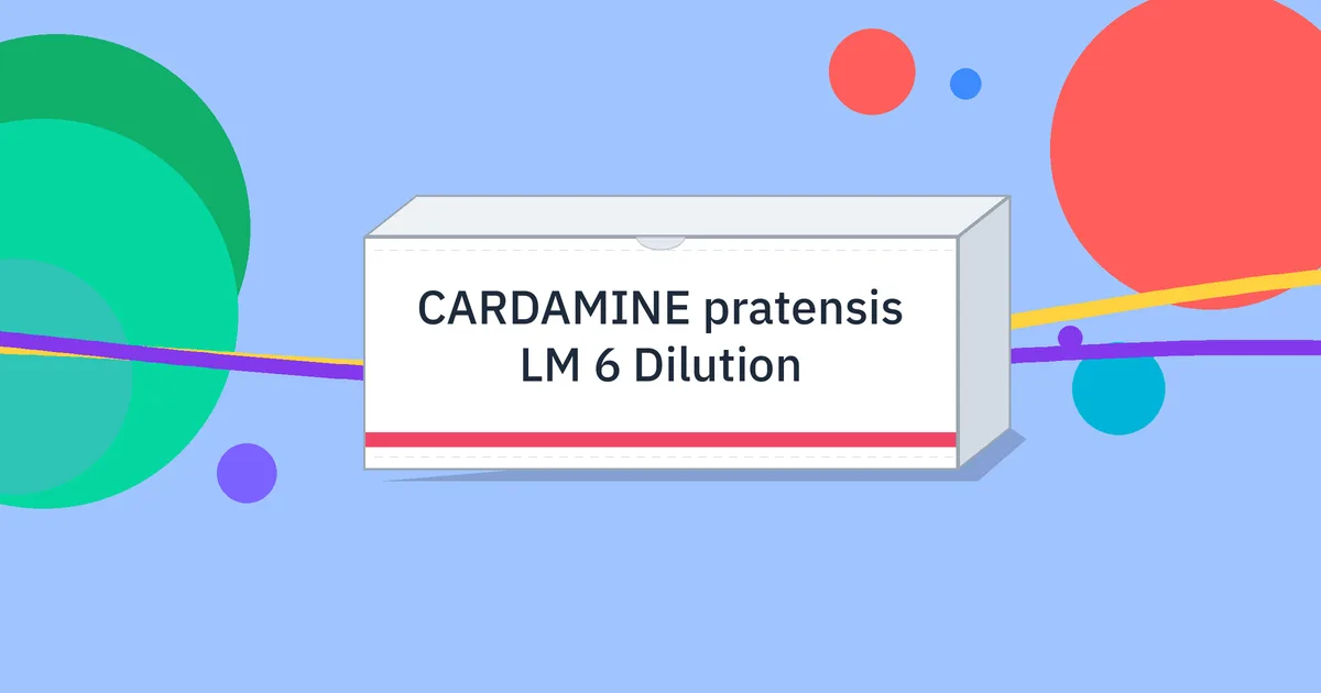 Symbolbild: Packung mit der Aufschrift CARDAMINE pratensis LM 6 Dilution (PZN 13429070) – Verfügbarkeit und Bezug in Apotheken in Frankfurt am Main