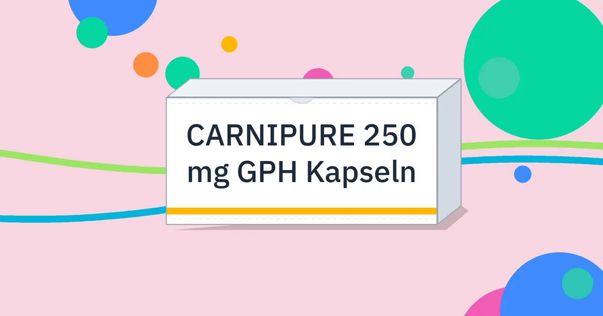 Symbolbild: Packung mit der Aufschrift CARNIPURE 250 mg GPH Kapseln (PZN 09115420) – Verfügbarkeit und Bezug in Apotheken in Frankfurt am Main