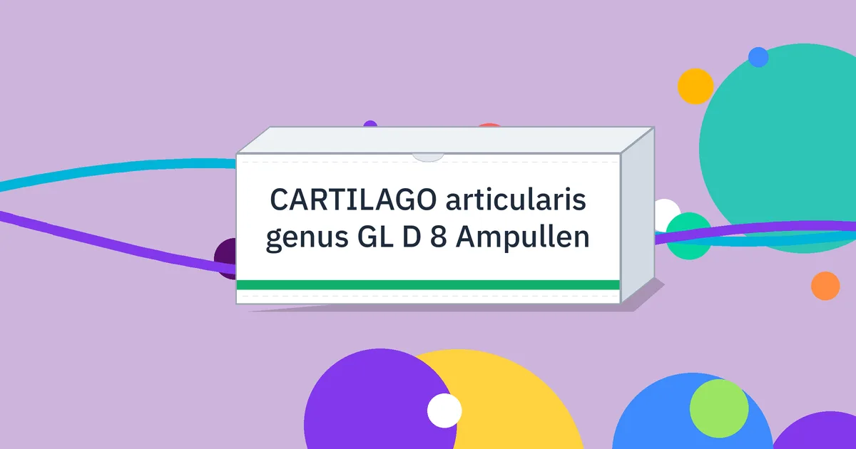 Symbolbild: Packung mit der Aufschrift CARTILAGO articularis genus GL D 8 Ampullen (PZN 03359500) – Verfügbarkeit und Bezug in Apotheken in Frankfurt am Main