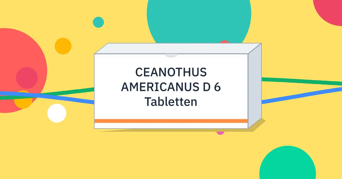 Symbolbild: Packung mit der Aufschrift CEANOTHUS AMERICANUS D 6 Tabletten (PZN 02896207) – Verfügbarkeit und Bezug in Apotheken in Frankfurt am Main