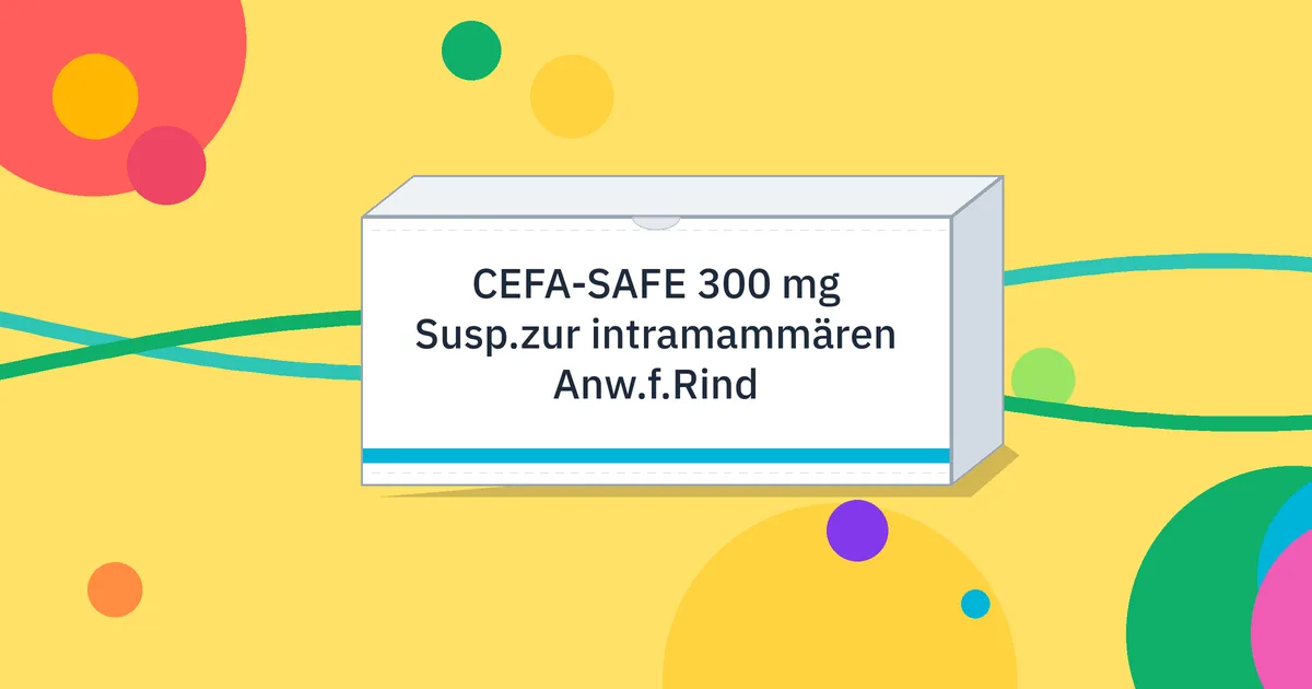 Symbolbild: Packung mit der Aufschrift CEFA-SAFE 300 mg Susp.zur intramammären Anw.f.Rind (PZN 18239954) – Verfügbarkeit und Bezug in Apotheken in Frankfurt am Main