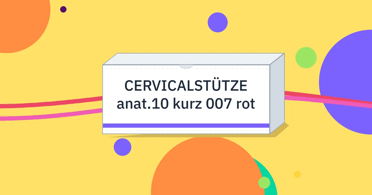 Symbolbild: Packung mit der Aufschrift CERVICALSTÜTZE anat.10 kurz 007 rot (PZN 08895628) – Verfügbarkeit und Bezug in Apotheken in Frankfurt am Main