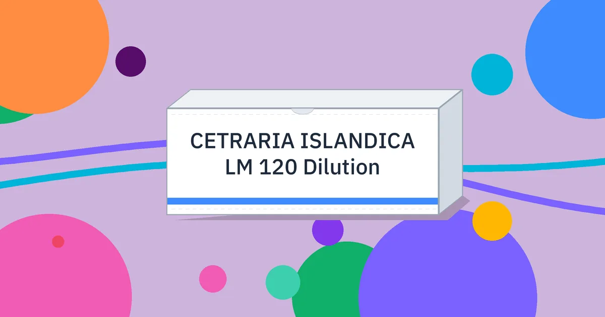 Symbolbild: Packung mit der Aufschrift CETRARIA ISLANDICA LM 120 Dilution (PZN 12812393) – Verfügbarkeit und Bezug in Apotheken in Frankfurt am Main