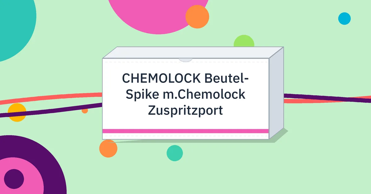Symbolbild: Packung mit der Aufschrift CHEMOLOCK Beutel-Spike m.Chemolock Zuspritzport (PZN 19443823) – Verfügbarkeit und Bezug in Apotheken in Frankfurt am Main