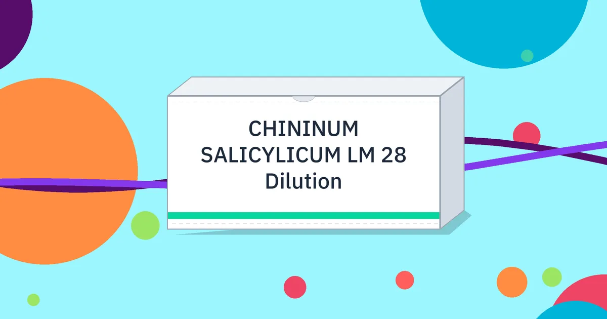 Symbolbild: Packung mit der Aufschrift CHININUM SALICYLICUM LM 28 Dilution (PZN 12815799) – Verfügbarkeit und Bezug in Apotheken in Frankfurt am Main