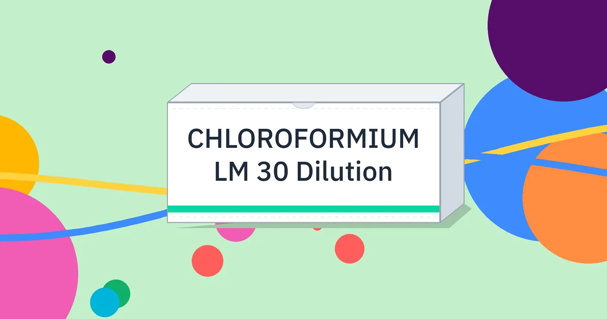 Symbolbild: Packung mit der Aufschrift CHLOROFORMIUM LM 30 Dilution (PZN 13444767) – Verfügbarkeit und Bezug in Apotheken in Frankfurt am Main