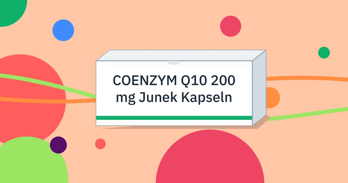 Symbolbild: Packung mit der Aufschrift COENZYM Q10 200 mg Junek Kapseln (PZN 09720227) – Verfügbarkeit und Bezug in Apotheken in Frankfurt am Main