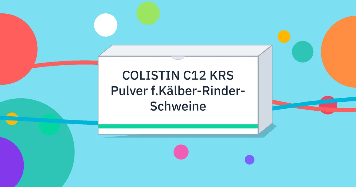 Symbolbild: Packung mit der Aufschrift COLISTIN C12 KRS Pulver f.Kälber-Rinder-Schweine (PZN 00182722) – Verfügbarkeit und Bezug in Apotheken in Frankfurt am Main
