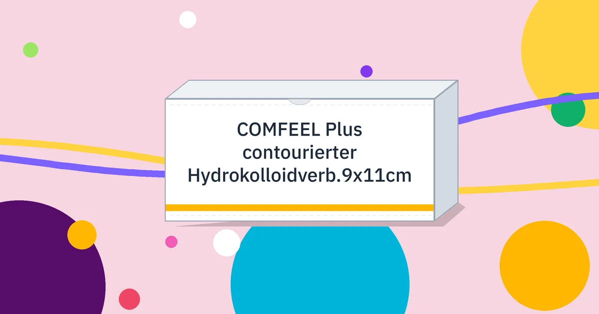Symbolbild: Packung mit der Aufschrift COMFEEL Plus contourierter Hydrokolloidverb.9x11cm (PZN 20802641) – Verfügbarkeit und Bezug in Apotheken in Frankfurt am Main