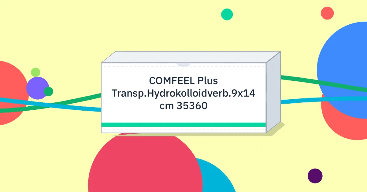 Symbolbild: Packung mit der Aufschrift COMFEEL Plus Transp.Hydrokolloidverb.9x14 cm 35360 (PZN 11117113) – Verfügbarkeit und Bezug in Apotheken in Frankfurt am Main