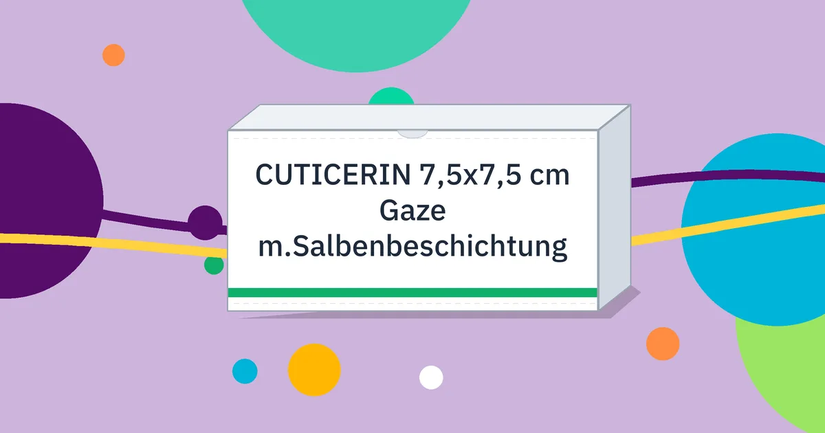 Symbolbild: Packung mit der Aufschrift CUTICERIN 7,5x7,5 cm Gaze m.Salbenbeschichtung (PZN 18066011) – Verfügbarkeit und Bezug in Apotheken in Frankfurt am Main