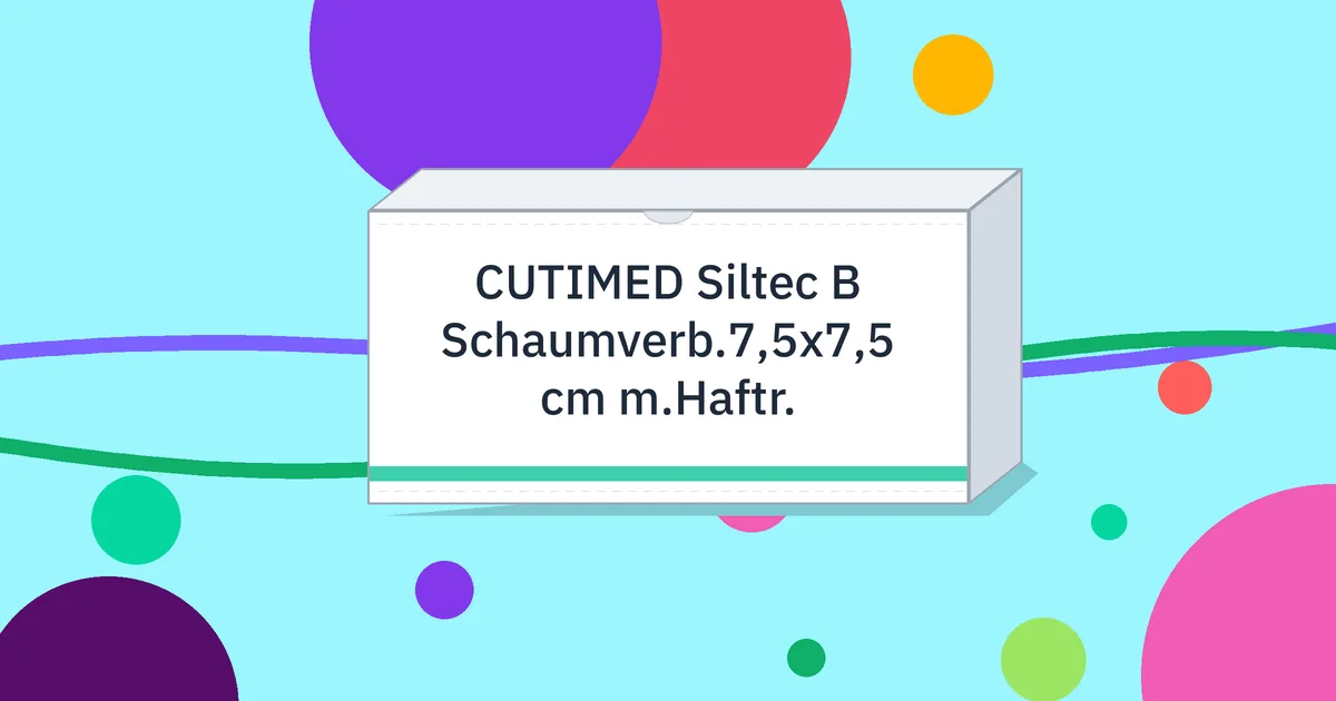 Symbolbild: Packung mit der Aufschrift CUTIMED Siltec B Schaumverb.7,5x7,5 cm m.Haftr. (PZN 20099199) – Verfügbarkeit und Bezug in Apotheken in Frankfurt am Main