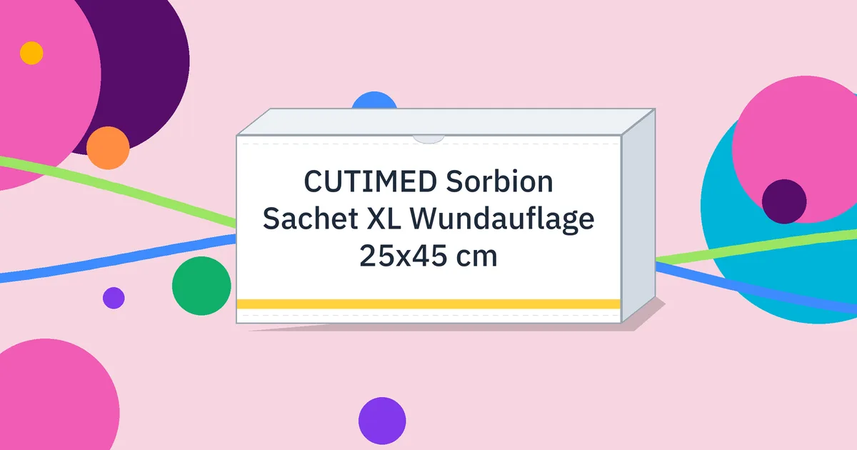 Symbolbild: Packung mit der Aufschrift CUTIMED Sorbion Sachet XL Wundauflage 25x45 cm (PZN 17992939) – Verfügbarkeit und Bezug in Apotheken in Frankfurt am Main
