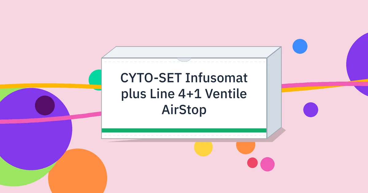 Symbolbild: Packung mit der Aufschrift CYTO-SET Infusomat plus Line 4+1 Ventile AirStop (PZN 11556611) – Verfügbarkeit und Bezug in Apotheken in Frankfurt am Main