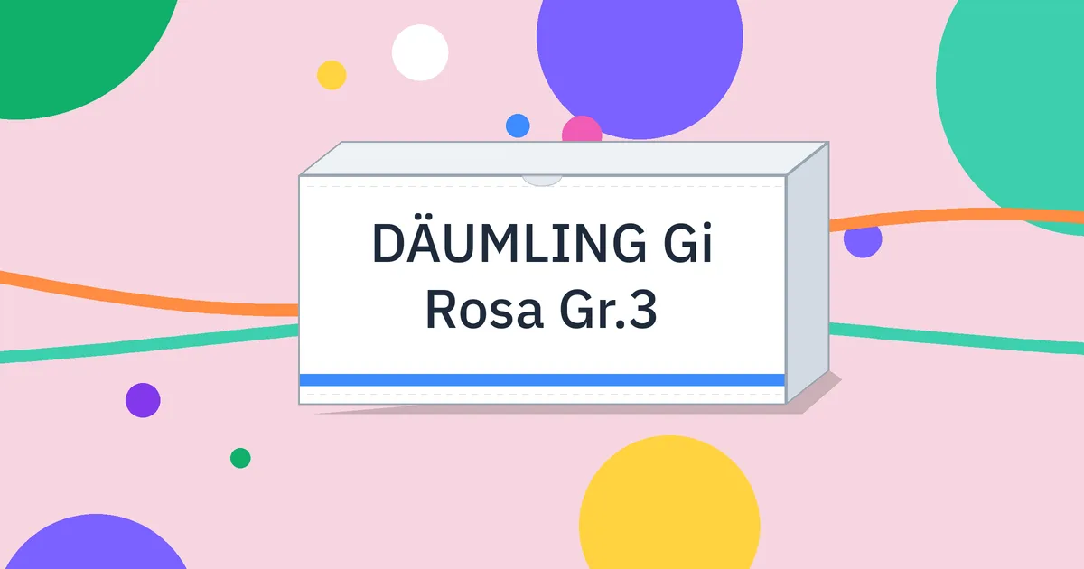 Symbolbild: Packung mit der Aufschrift DÄUMLING Gi Rosa Gr.3 (PZN 01727046) – Verfügbarkeit und Bezug in Apotheken in Frankfurt am Main