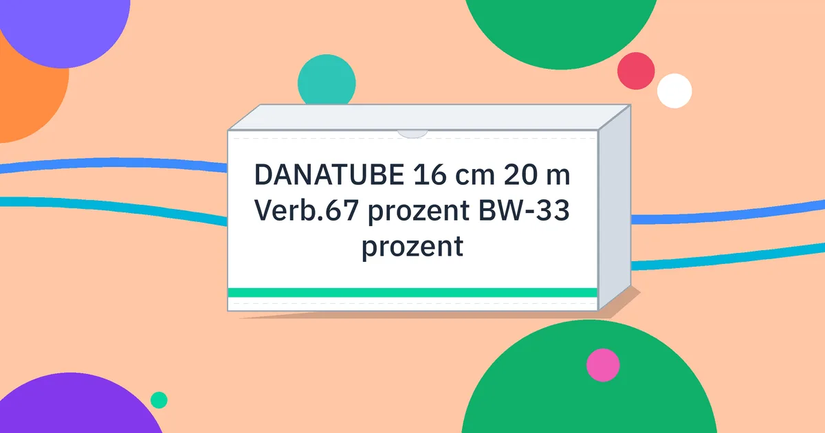 Symbolbild: Packung mit der Aufschrift DANATUBE 16 cm 20 m Verb.67 prozent BW-33 prozent (PZN 07637226) – Verfügbarkeit und Bezug in Apotheken in Frankfurt am Main