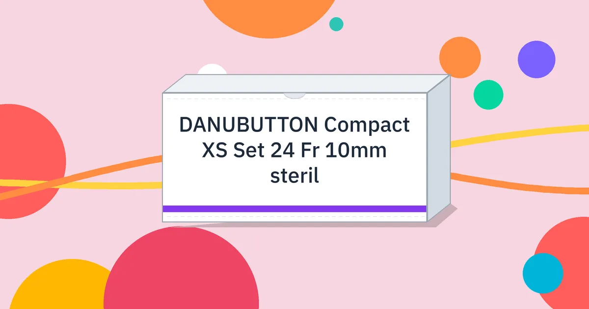 Symbolbild: Packung mit der Aufschrift DANUBUTTON Compact XS Set 24 Fr 10mm steril (PZN 19853308) – Verfügbarkeit und Bezug in Apotheken in Frankfurt am Main