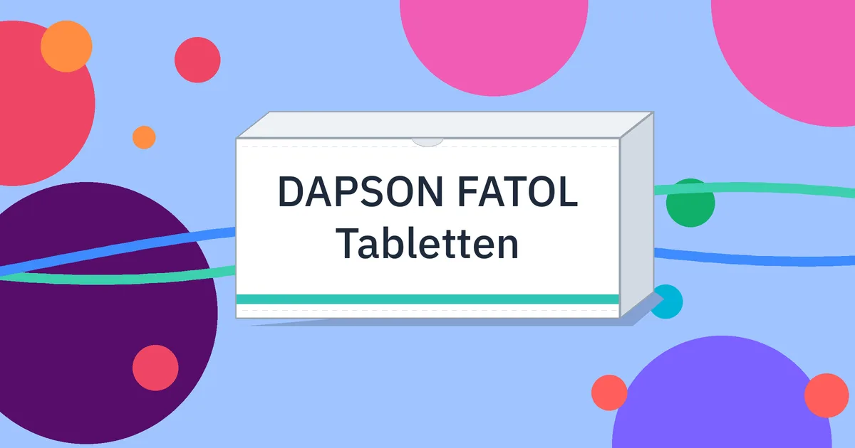 Symbolbild: Packung mit der Aufschrift DAPSON FATOL Tabletten (PZN 03080040) – Verfügbarkeit und Bezug in Apotheken in Frankfurt am Main