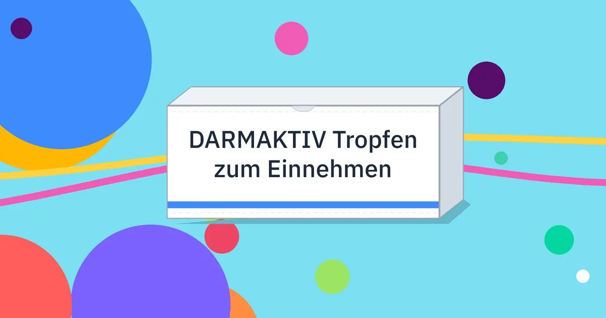 Symbolbild: Packung mit der Aufschrift DARMAKTIV Tropfen zum Einnehmen (PZN 11866412) – Verfügbarkeit und Bezug in Apotheken in Frankfurt am Main