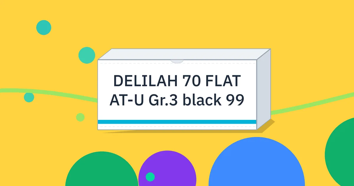 Symbolbild: Packung mit der Aufschrift DELILAH 70 FLAT AT-U Gr.3 black 99 (PZN 13848973) – Verfügbarkeit und Bezug in Apotheken in Frankfurt am Main