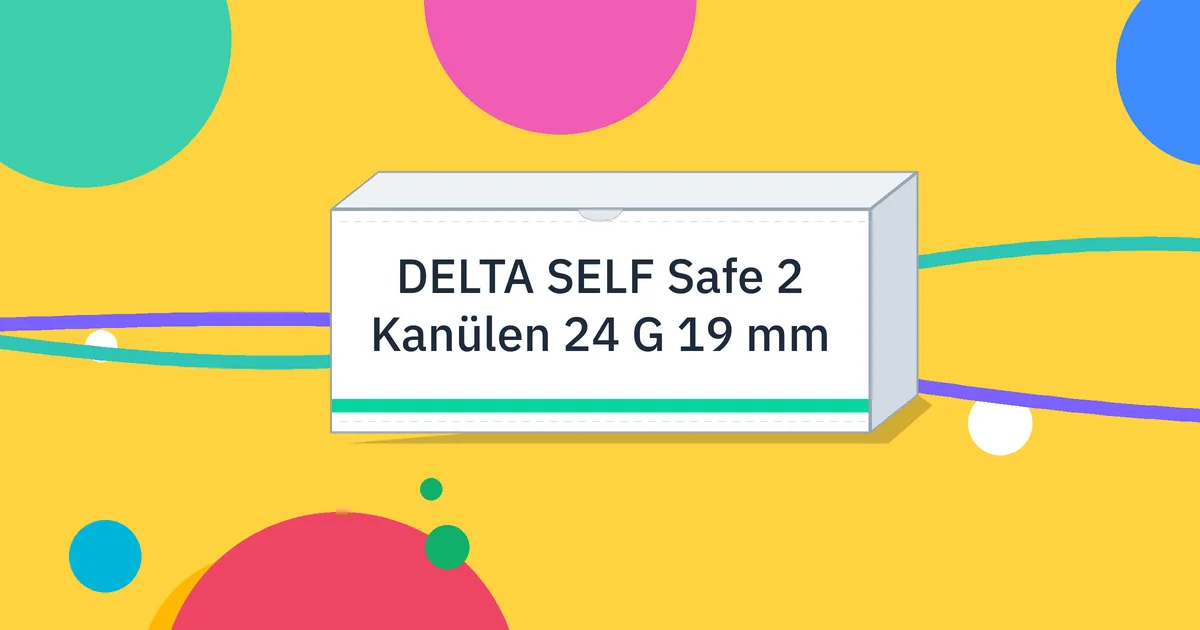 Symbolbild: Packung mit der Aufschrift DELTA SELF Safe 2 Kanülen 24 G 19 mm (PZN 07766403) – Verfügbarkeit und Bezug in Apotheken in Frankfurt am Main