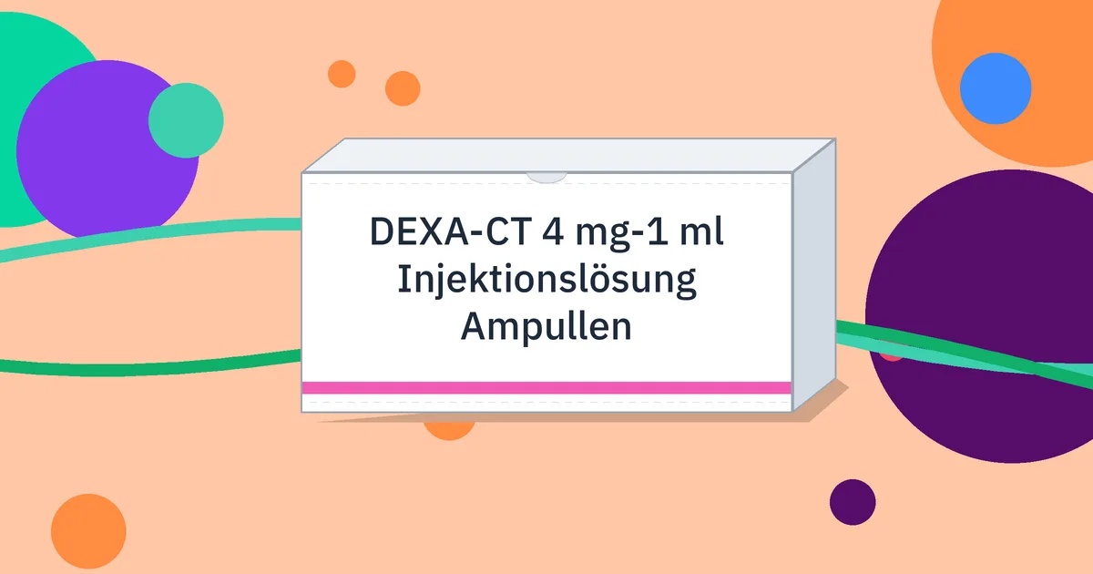 Symbolbild: Packung mit der Aufschrift DEXA-CT 4 mg-1 ml Injektionslösung Ampullen (PZN 00345762) – Verfügbarkeit und Bezug in Apotheken in Frankfurt am Main