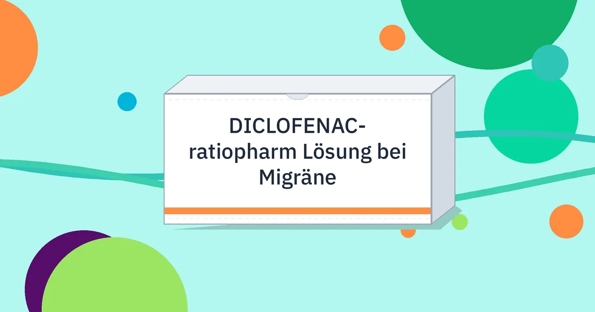 Symbolbild: Packung mit der Aufschrift DICLOFENAC-ratiopharm Lösung bei Migräne (PZN 01039547) – Verfügbarkeit und Bezug in Apotheken in Frankfurt am Main