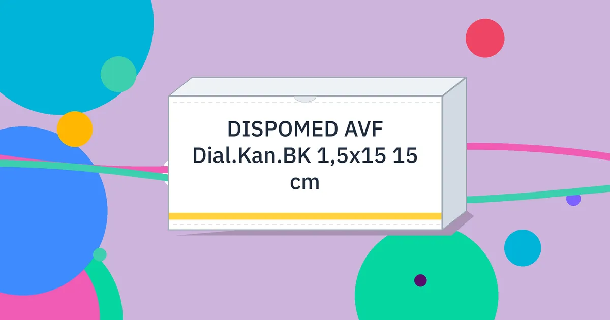 Symbolbild: Packung mit der Aufschrift DISPOMED AVF Dial.Kan.BK 1,5x15 15 cm (PZN 08495739) – Verfügbarkeit und Bezug in Apotheken in Frankfurt am Main