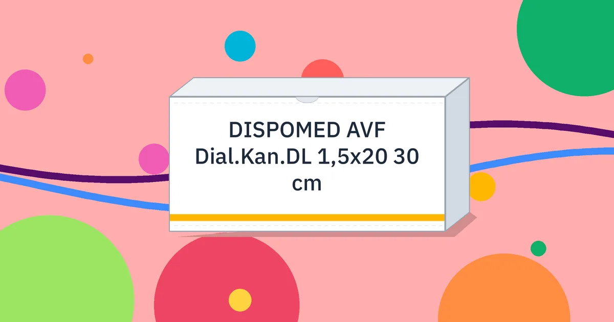Symbolbild: Packung mit der Aufschrift DISPOMED AVF Dial.Kan.DL 1,5x20 30 cm (PZN 08495716) – Verfügbarkeit und Bezug in Apotheken in Frankfurt am Main