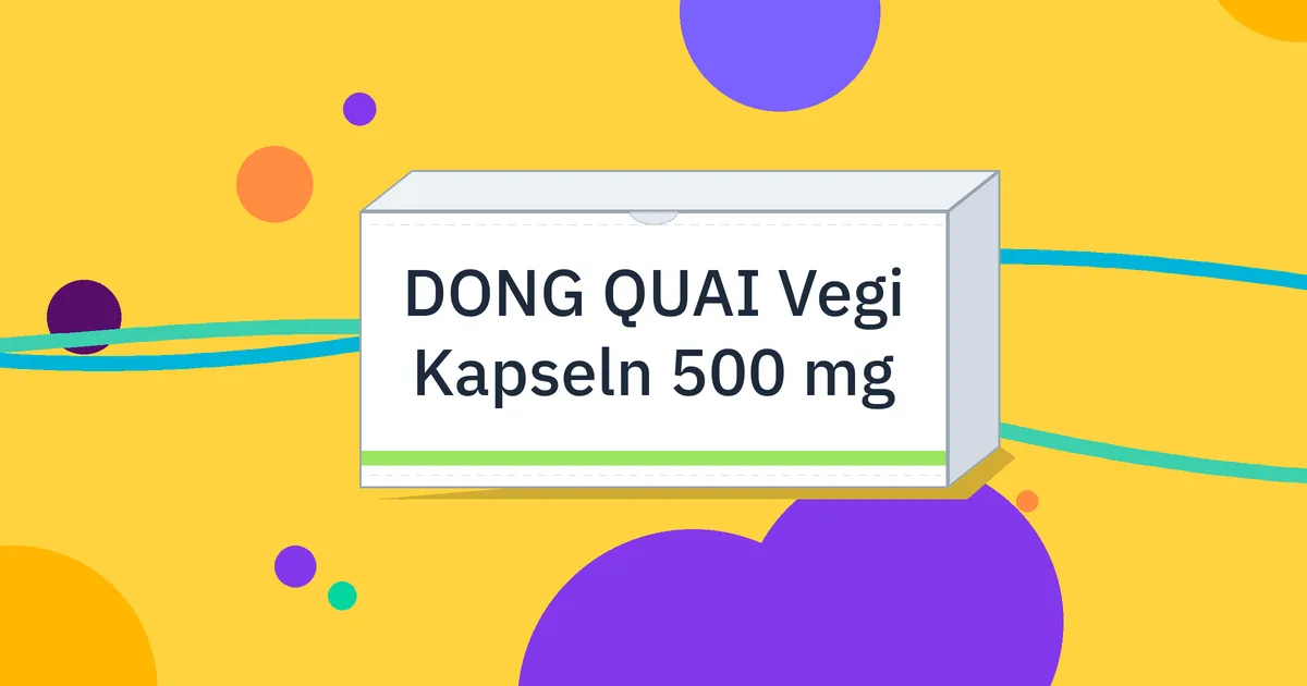 Symbolbild: Packung mit der Aufschrift DONG QUAI Vegi Kapseln 500 mg (PZN 01450314) – Verfügbarkeit und Bezug in Apotheken in Frankfurt am Main