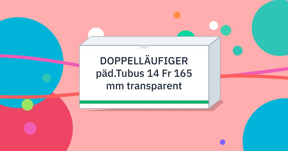 Symbolbild: Packung mit der Aufschrift DOPPELLÄUFIGER päd.Tubus 14 Fr 165 mm transparent (PZN 09514290) – Verfügbarkeit und Bezug in Apotheken in Frankfurt am Main