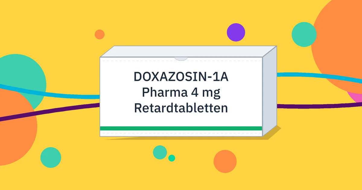 Symbolbild: Packung mit der Aufschrift DOXAZOSIN-1A Pharma 4 mg Retardtabletten (PZN 01303671) – Verfügbarkeit und Bezug in Apotheken in Frankfurt am Main