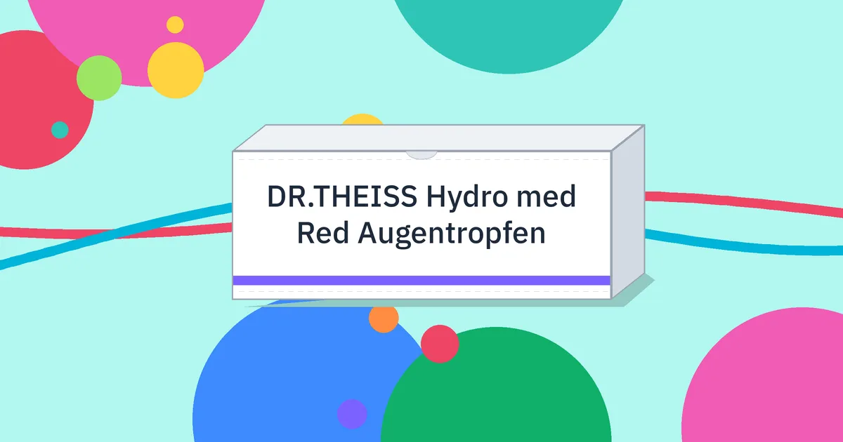 Symbolbild: Packung mit der Aufschrift DR.THEISS Hydro med Red Augentropfen (PZN 18365044) – Verfügbarkeit und Bezug in Apotheken in Frankfurt am Main