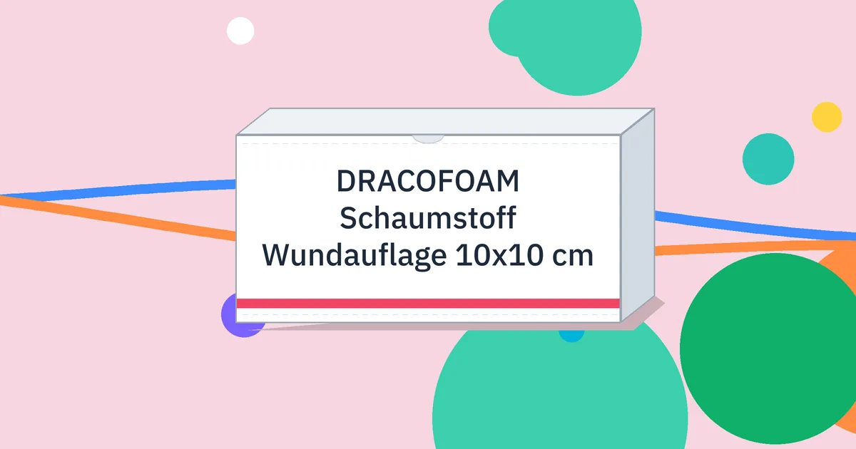 Symbolbild: Packung mit der Aufschrift DRACOFOAM Schaumstoff Wundauflage 10x10 cm (PZN 04350429) – Verfügbarkeit und Bezug in Apotheken in Frankfurt am Main