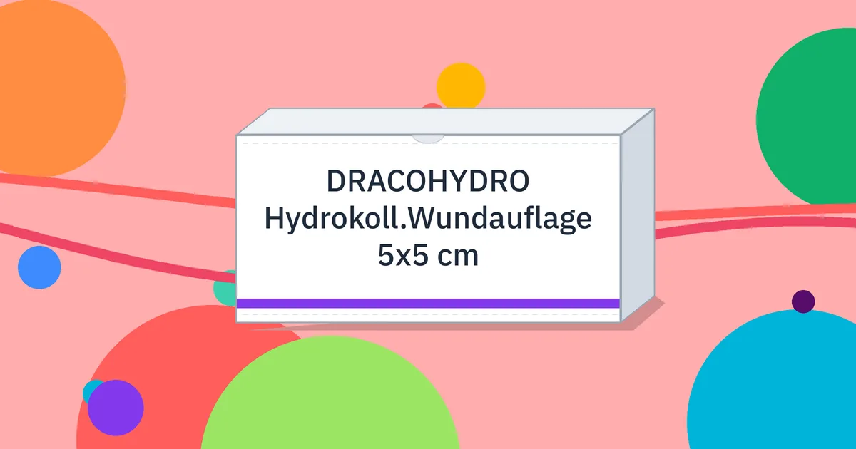 Symbolbild: Packung mit der Aufschrift DRACOHYDRO Hydrokoll.Wundauflage 5x5 cm (PZN 13879212) – Verfügbarkeit und Bezug in Apotheken in Frankfurt am Main