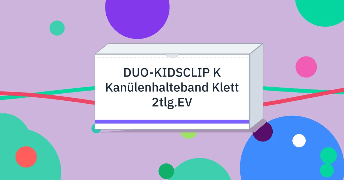 Symbolbild: Packung mit der Aufschrift DUO-KIDSCLIP K Kanülenhalteband Klett 2tlg.EV (PZN 16873569) – Verfügbarkeit und Bezug in Apotheken in Frankfurt am Main