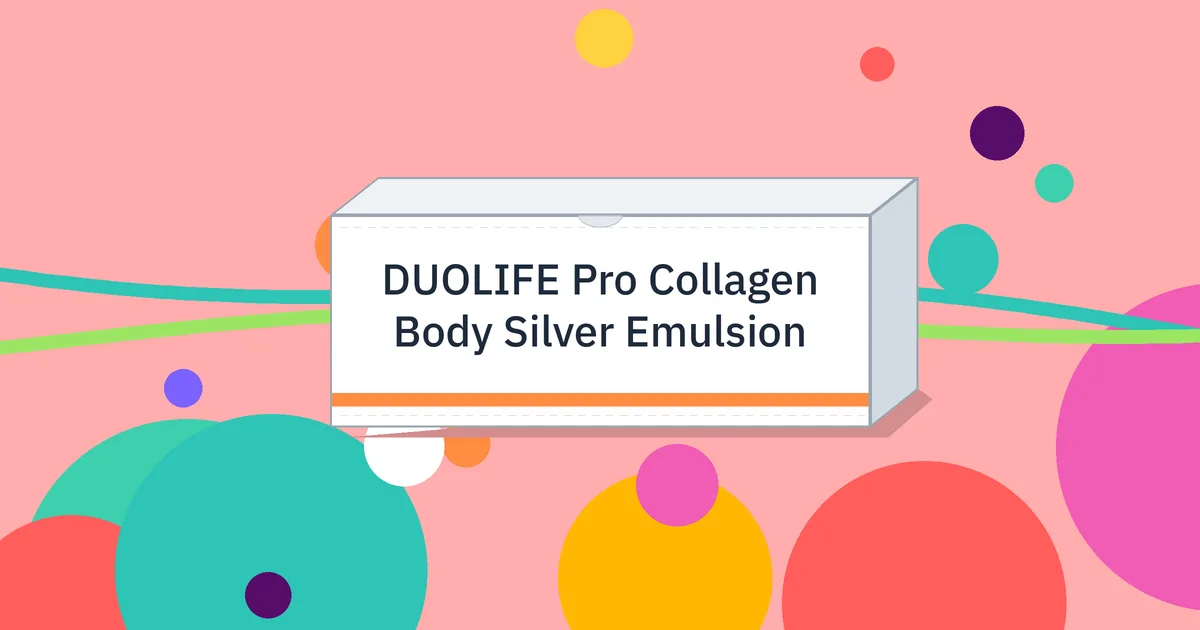 Symbolbild: Packung mit der Aufschrift DUOLIFE Pro Collagen Body Silver Emulsion (PZN 19133956) – Verfügbarkeit und Bezug in Apotheken in Frankfurt am Main