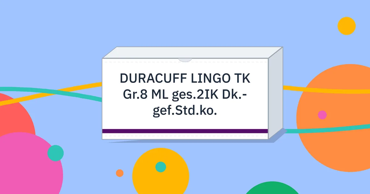 Symbolbild: Packung mit der Aufschrift DURACUFF LINGO TK Gr.8 ML ges.2IK Dk.-gef.Std.ko. (PZN 04961162) – Verfügbarkeit und Bezug in Apotheken in Frankfurt am Main