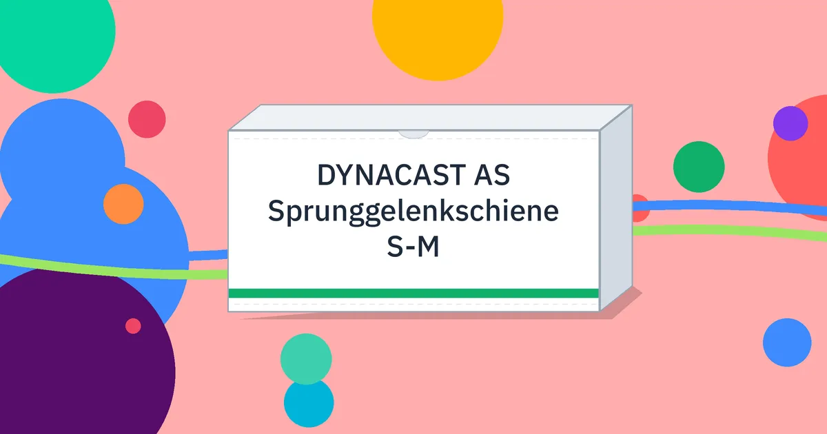 Symbolbild: Packung mit der Aufschrift DYNACAST AS Sprunggelenkschiene S-M (PZN 00738958) – Verfügbarkeit und Bezug in Apotheken in Frankfurt am Main