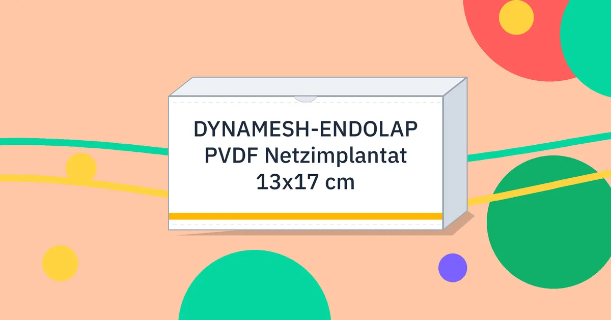 Symbolbild: Packung mit der Aufschrift DYNAMESH-ENDOLAP PVDF Netzimplantat 13x17 cm (PZN 19372603) – Verfügbarkeit und Bezug in Apotheken in Frankfurt am Main
