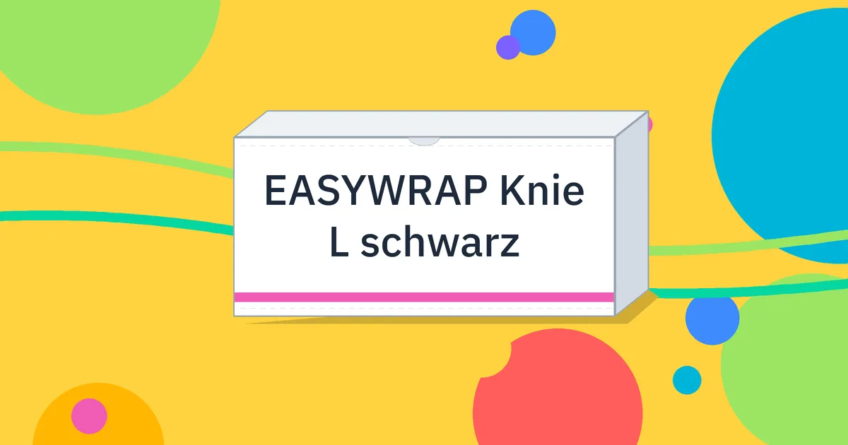 Symbolbild: Packung mit der Aufschrift EASYWRAP Knie L schwarz (PZN 18749023) – Verfügbarkeit und Bezug in Apotheken in Frankfurt am Main