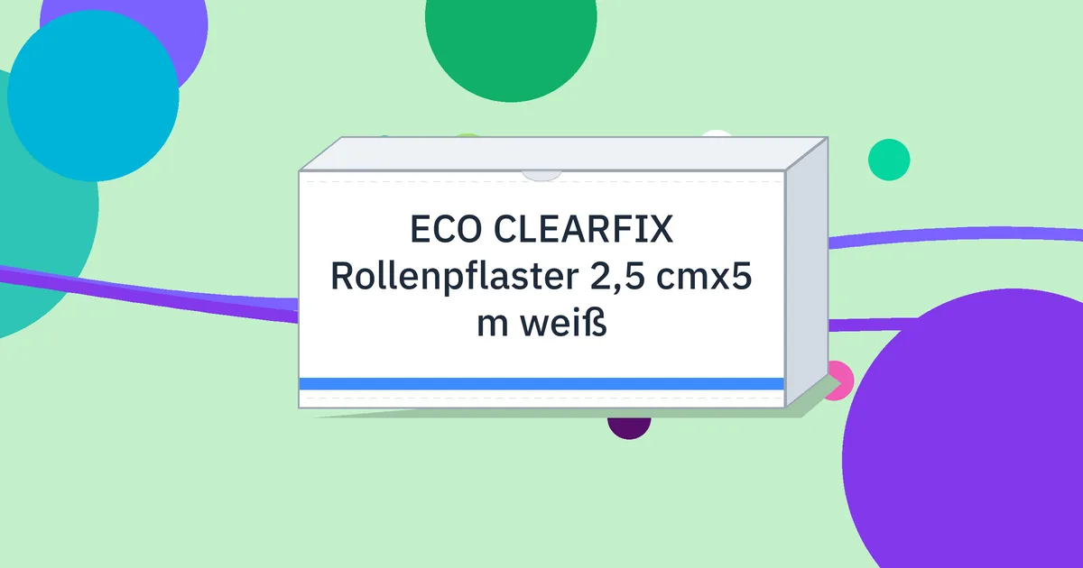 Symbolbild: Packung mit der Aufschrift ECO CLEARFIX Rollenpflaster 2,5 cmx5 m weiß (PZN 10732715) – Verfügbarkeit und Bezug in Apotheken in Frankfurt am Main